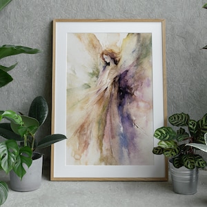 Angel Painting Religious Wall Art Guardian Angel Watercolor Art Print ...