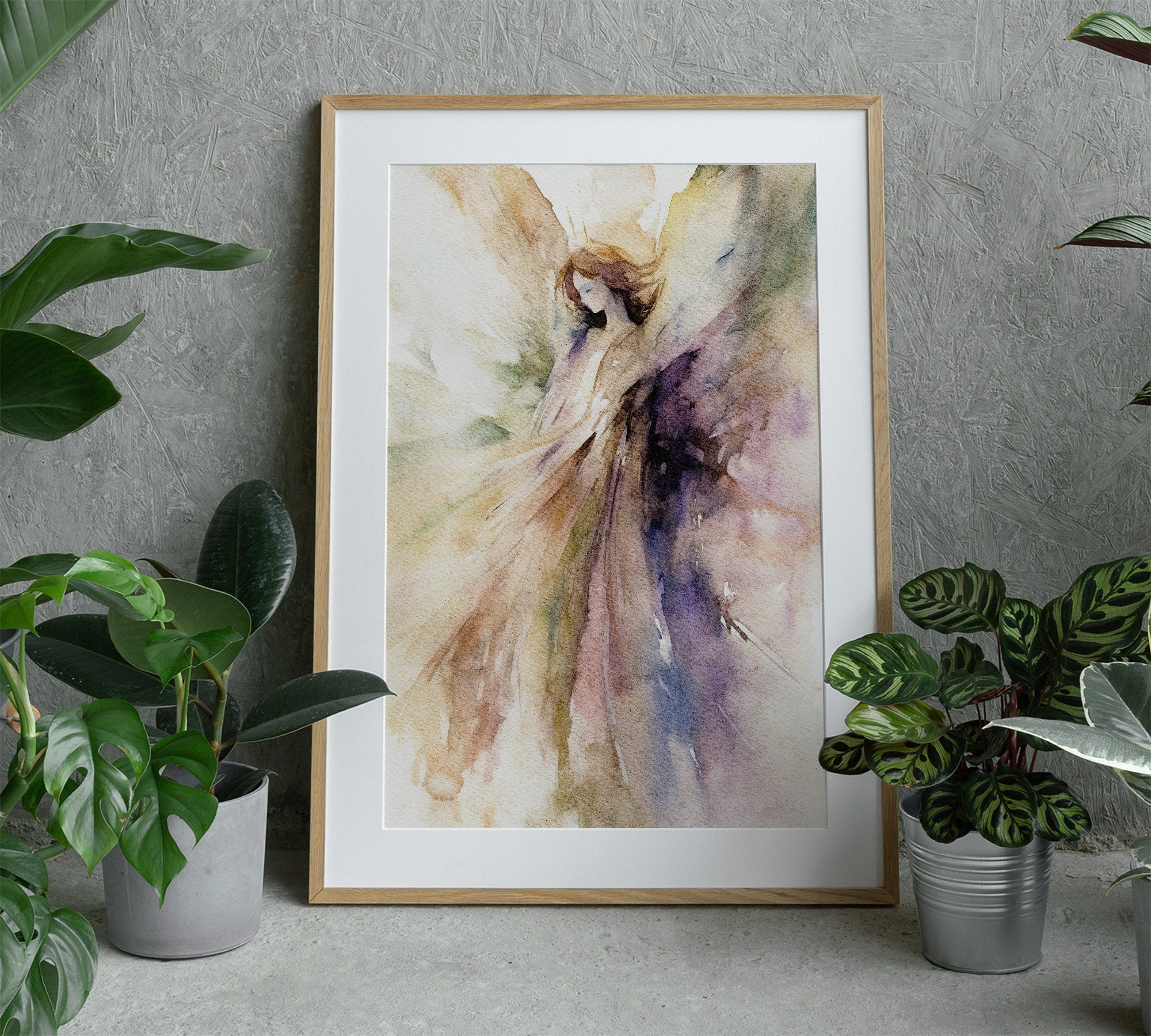 Angel Painting Religious Wall Art Guardian Angel Watercolor Art Print ...