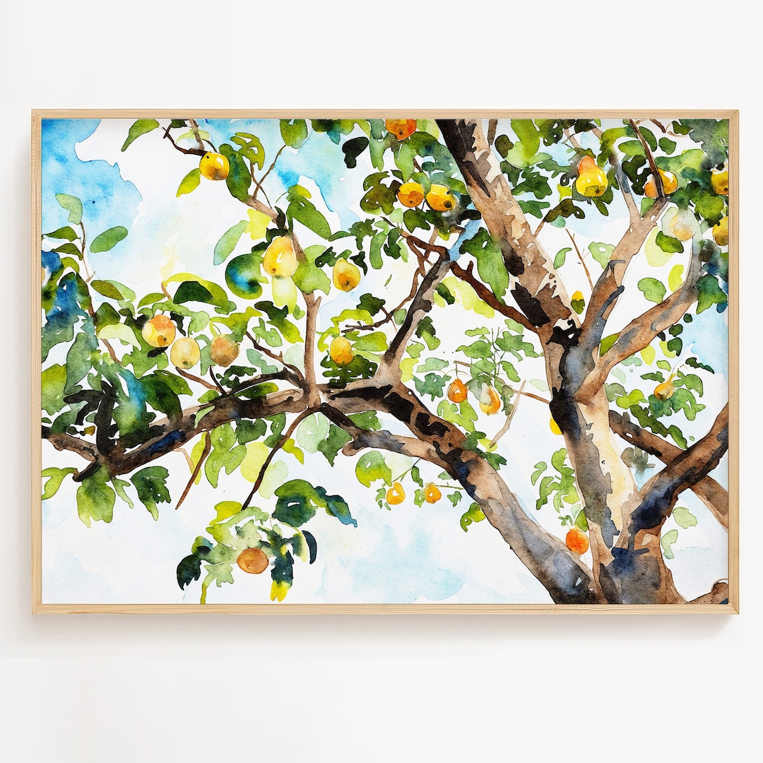 Pear Tree Watercolor Painting Fruit Tree Art Print Pears Artwork ...