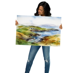 Irish Painting Ring of Kerry Watercolor Print Ireland Landscape Cottage ...