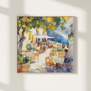 Capri Restaurant Watercolor Art Print: Italian Lemon Tree Scene - Etsy