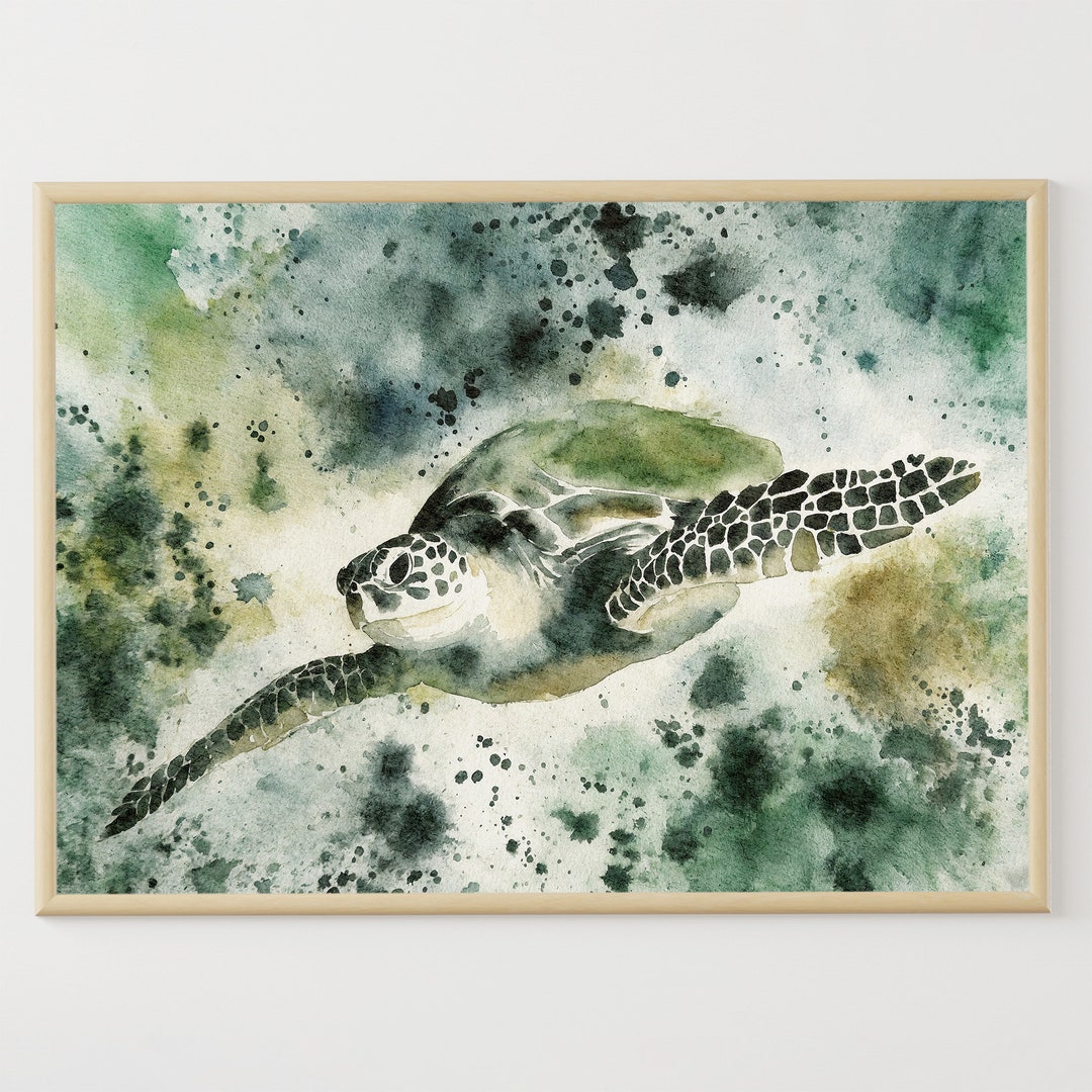 Sea Turtle Watercolor Art Print Sea Animal Painting Sea Life Wall Art ...