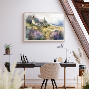 Scottish Painting Cottage Watercolor Scotland Landscape Countryside ...