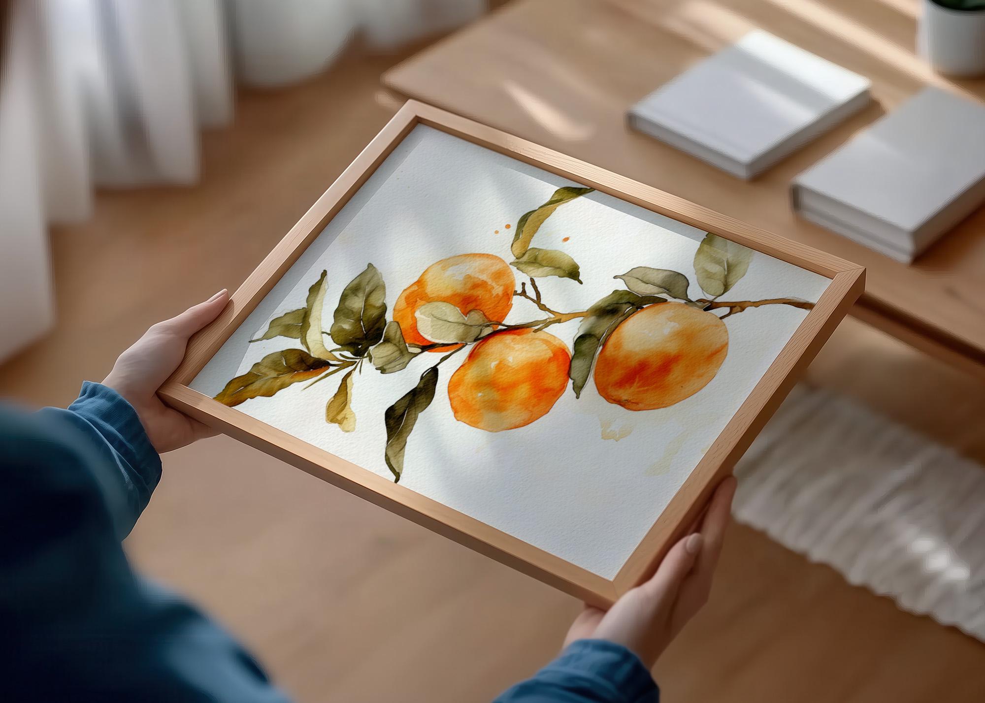 Orange Tree Watercolor Art Print: Botanical Kitchen Poster - Etsy
