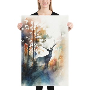 Deer Painting Wild Animal Art Print Woodland Watercolor Forest Artwork ...