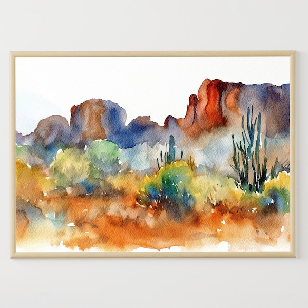 Desert Watercolor Print - Etsy