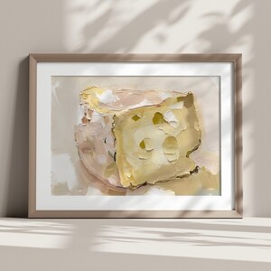 Cheese Oil Print Food Paining Kitchen Wall Art Swiss Cheese Poster ...