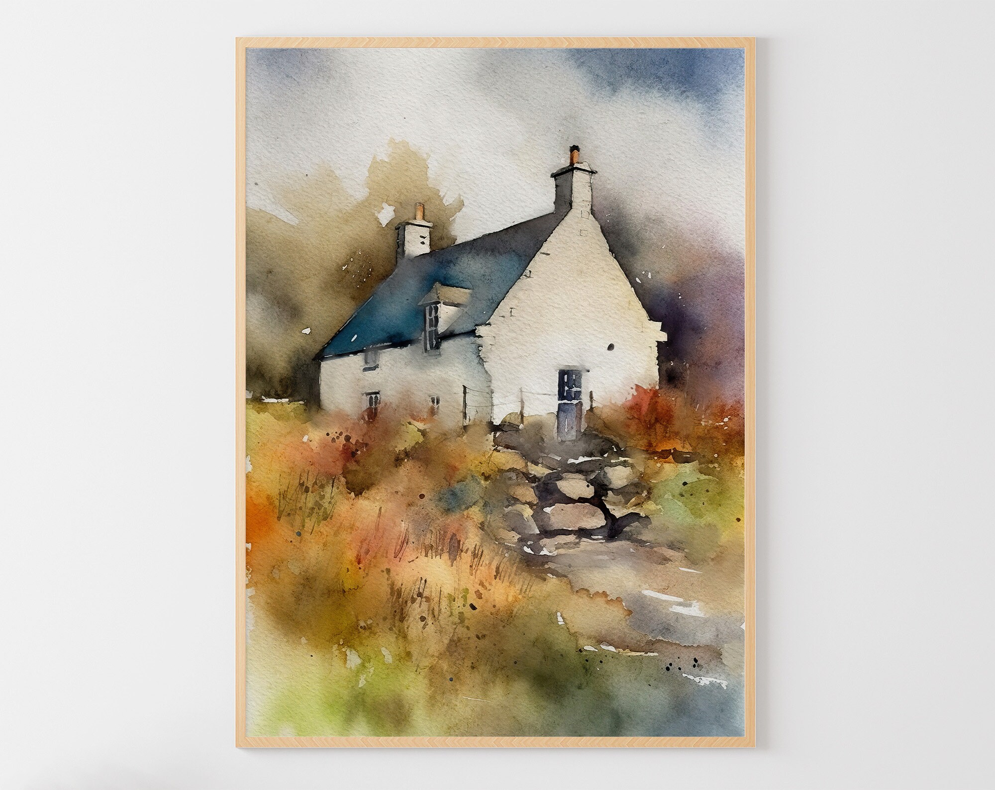 Scottish Cottage Painting Scotland Watercolor Scottish Landscape Old ...