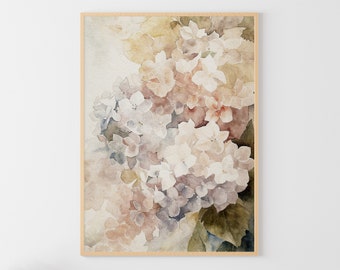 Pink Bouquet Hydrangea Print, 21x29/14,8x21cm Hydrangea Painting ...