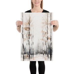 Birch Forest Watercolor Painting Winter Landscape Forest Art Print ...