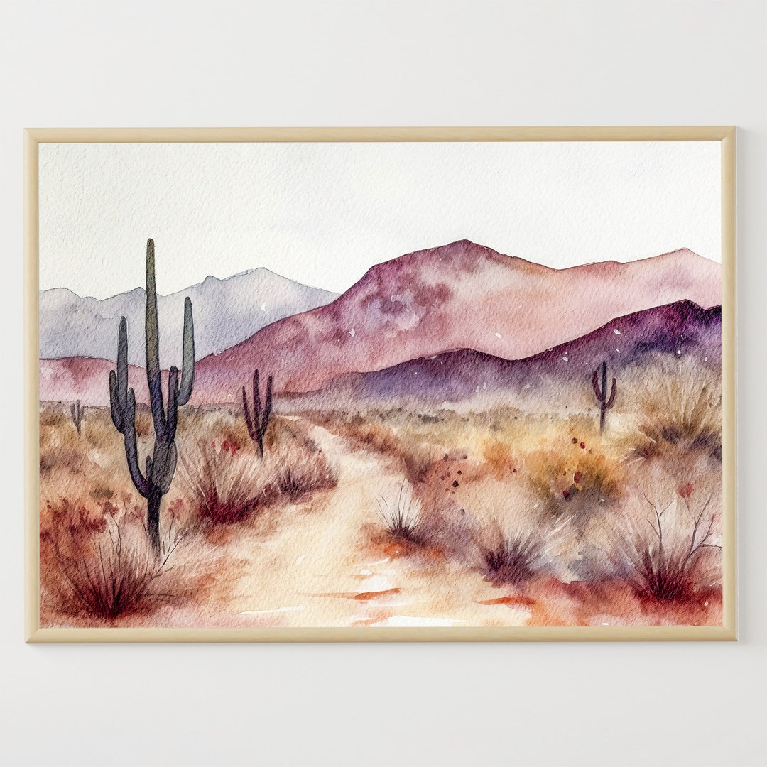 Arizona Desert Watercolor Painting Sonora Art Print Cactus Artwork ...