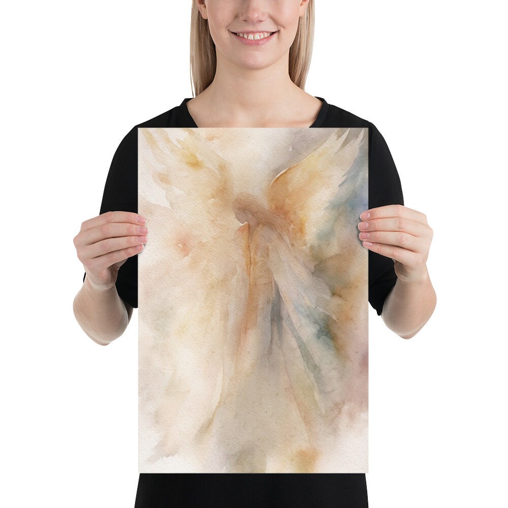 Guardian Angel Poster Angel Watercolor Print Religious Wall Art ...