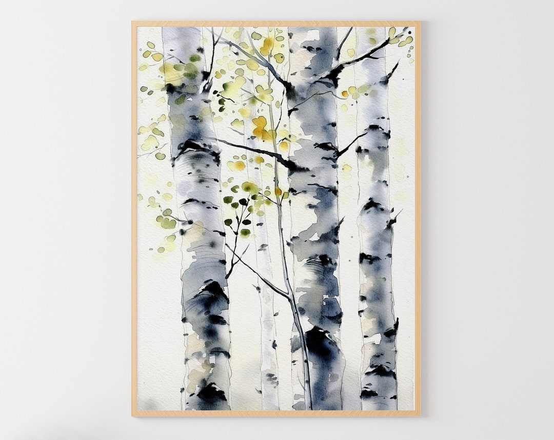 Birch Trees Watercolor Print Spring Birch Painting Birch Grove Poster ...
