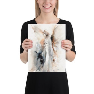 Guardian Angel Painting Religious Wall Art Angel Watercolor Abstract ...
