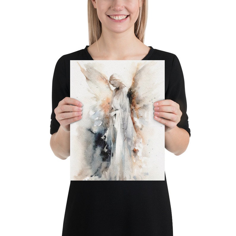 Guardian Angel Painting Religious Wall Art Angel Watercolor Abstract ...