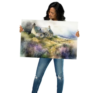 Scottish Painting Cottage Watercolor Scotland Landscape Countryside ...