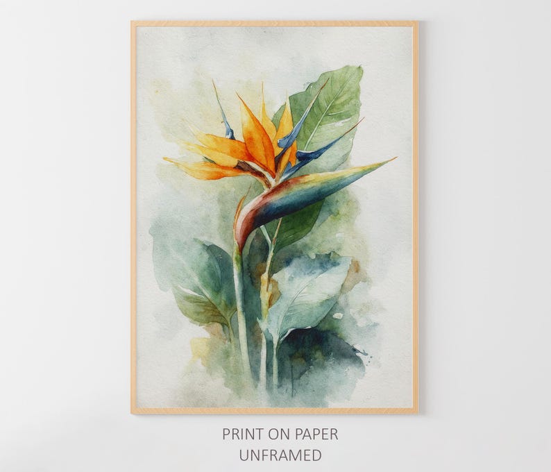 Bird of Paradise Watercolor Art Print Flower Painting Tropical Wall Art ...