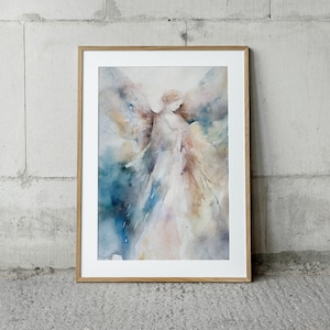 Angel Watercolor Painting: Religious Christmas Wall Art Poster - Etsy