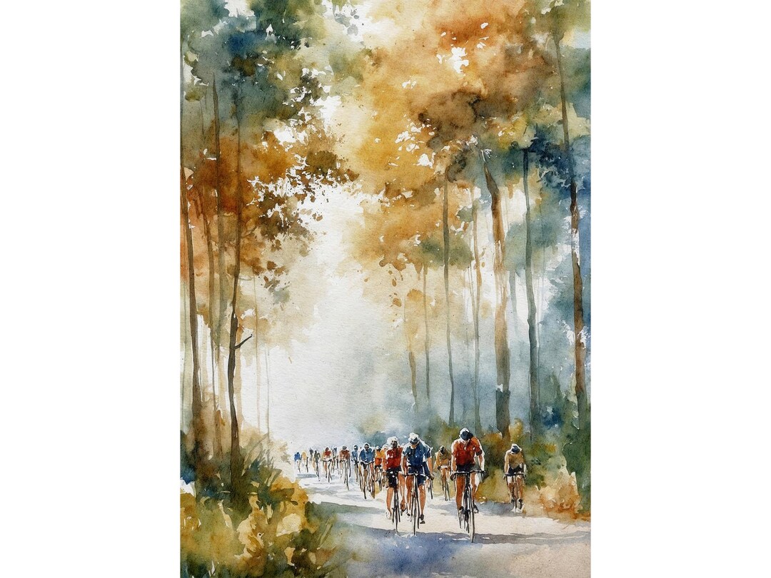 Road Cycling Watercolor Art Print Bicycle Painting Go Cycling Poster ...
