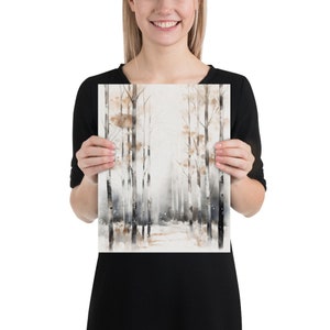 Birch Forest Watercolor Painting Winter Landscape Forest Art Print ...
