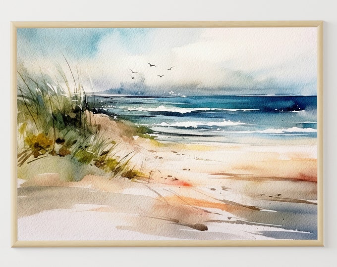 Looking South, Beach Watercolor, Original Watercolor Painting, Beach ...