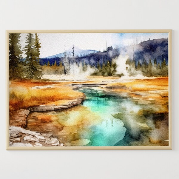 Yellowstone Watercolor Poster - Etsy