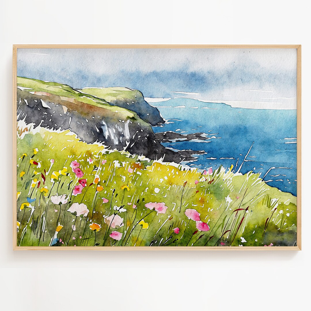 County Kerry Watercolor Landscape Slea Head Painting Ireland Wall Art ...