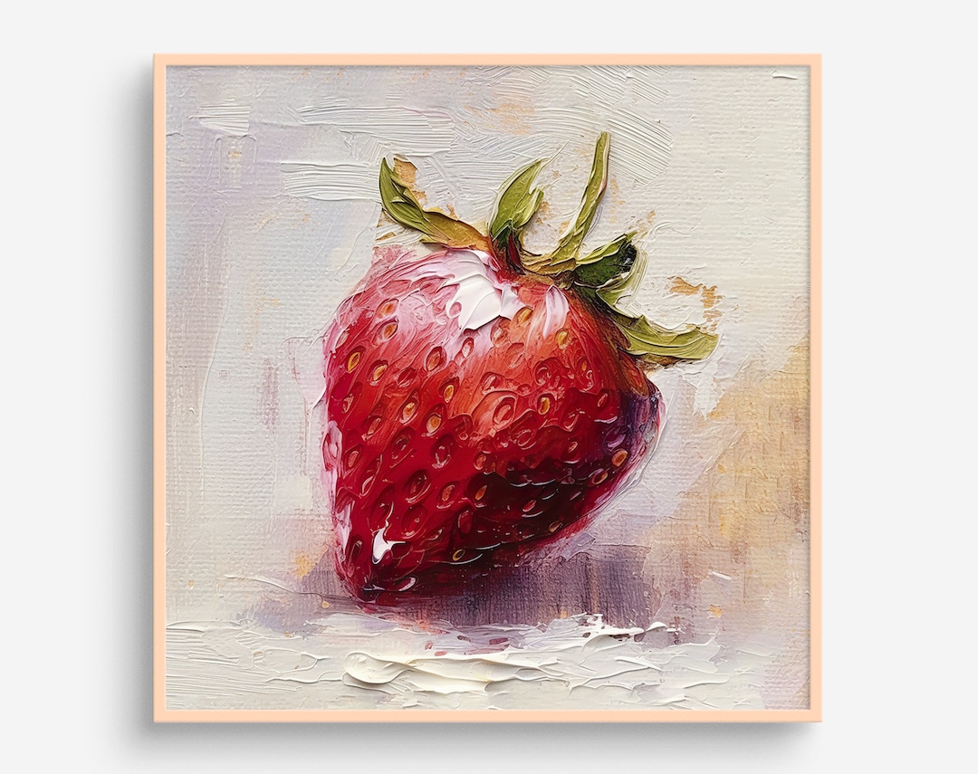 Strawberry Oil Painting Berry Artwork Fruits Wall Art Kitchen PRINT ...