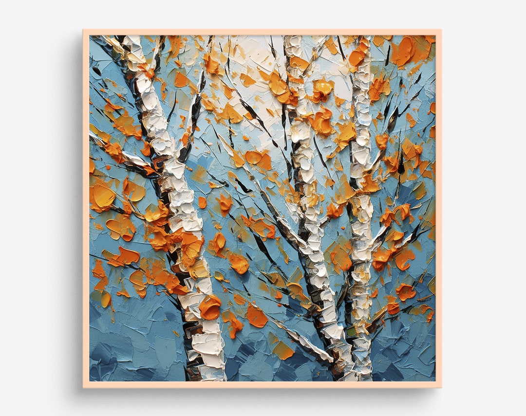 Birch Oil Painting Fall Tree Artwork Autumn Wall Art Trees PRINT From ...