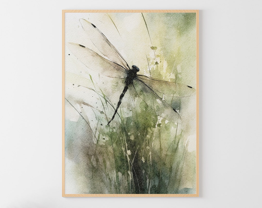 Dragonfly Painting Botanical Watercolor Insect Artwork Dragonfly Art ...