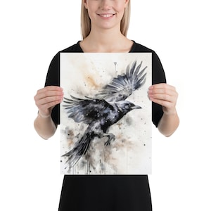 Raven Watercolor Painting Black Crow Art Print Bird Wall Art Black Bird Poster - Etsy