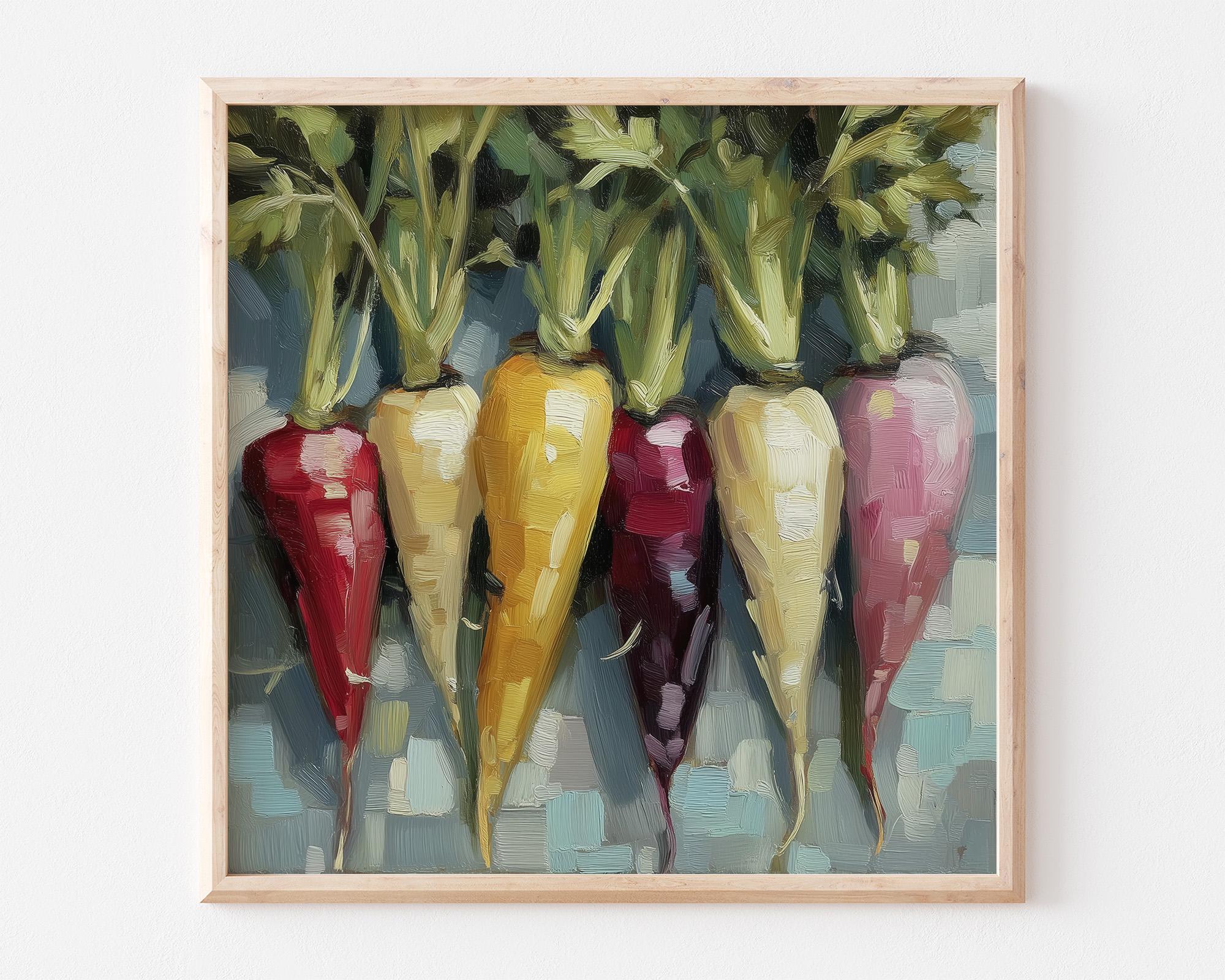Carrots Oil Print Vegetable Painting Rustic Kitchen Wall Art Farmhouse ...
