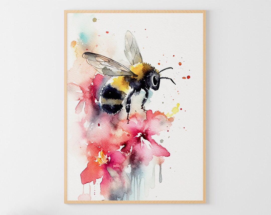 Bumblebee Painting Bee Watercolor Honey Bee Art Print Insect Wall Art ...