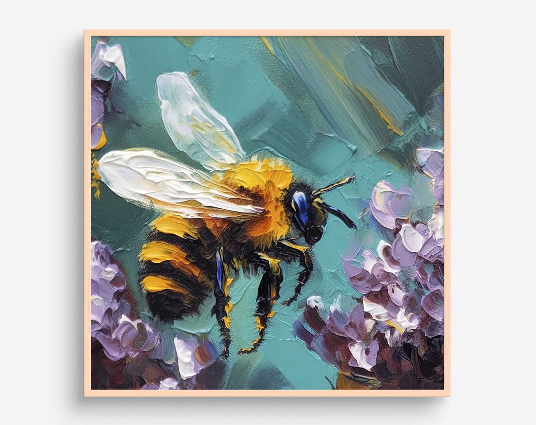 Honey Bee Oil Painting Bee Artwork Animal Wall Art Insect PRINT From an ...