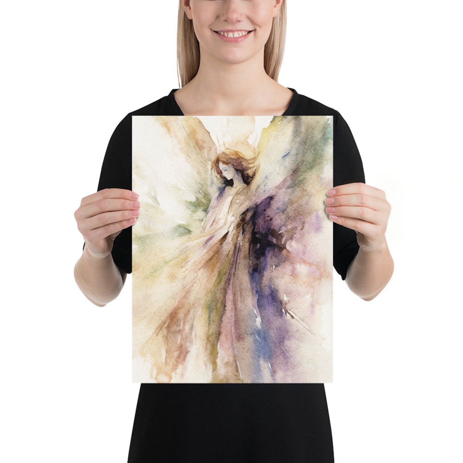 Angel Painting Religious Wall Art Guardian Angel Watercolor Art Print ...
