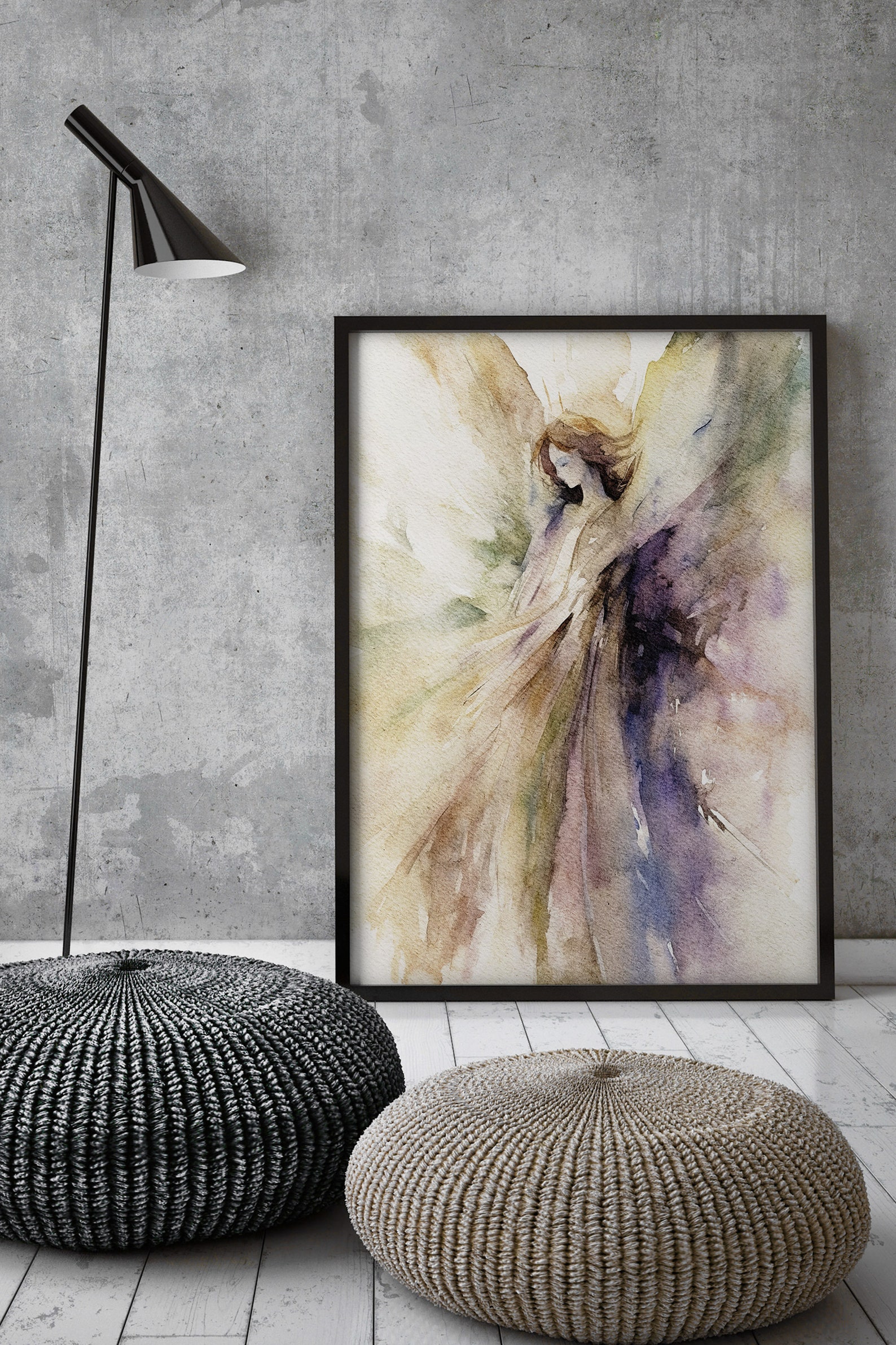 Angel Painting Religious Wall Art Guardian Angel Watercolor Art Print ...
