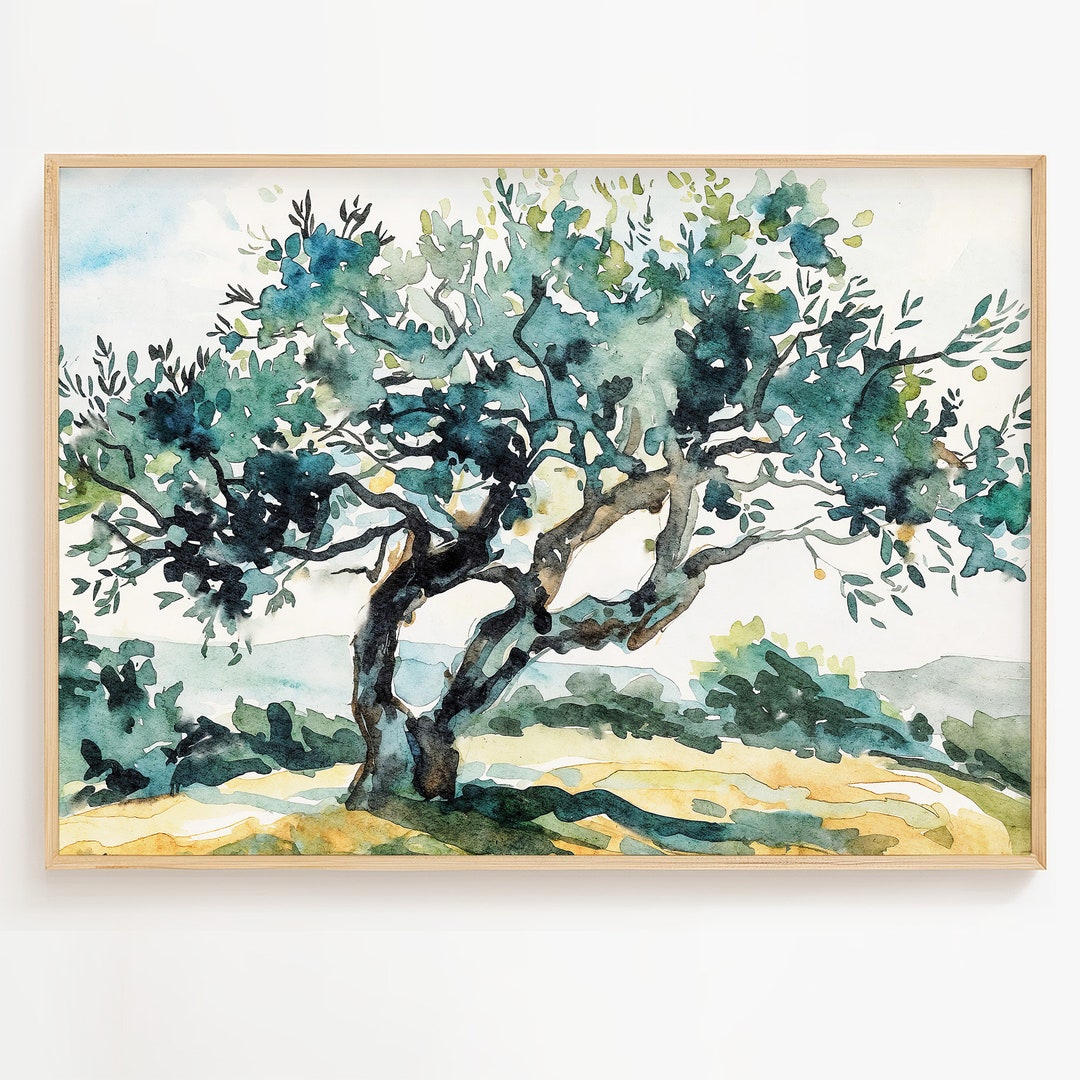 Olive Tree Watercolor Painting Tuscany Landscape Italy Art Print Farmhouse Wall Art - Etsy