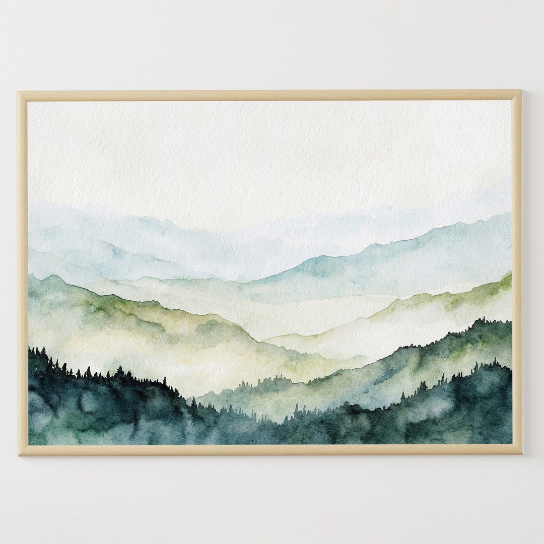 Blue Ridge Mountains Art Print Blue Ridge Parkway Watercolor Painting ...