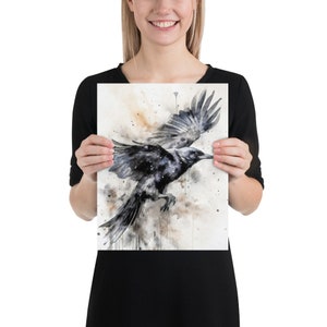 Raven Watercolor Painting Black Crow Art Print Bird Wall Art Black Bird Poster - Etsy