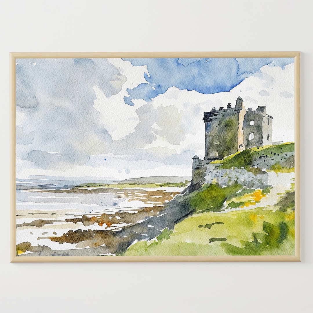 Scottish Castle Watercolor Painting Scotland Landscape Kilchurn Castle ...