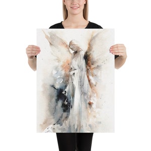 Guardian Angel Painting Religious Wall Art Angel Watercolor Abstract ...