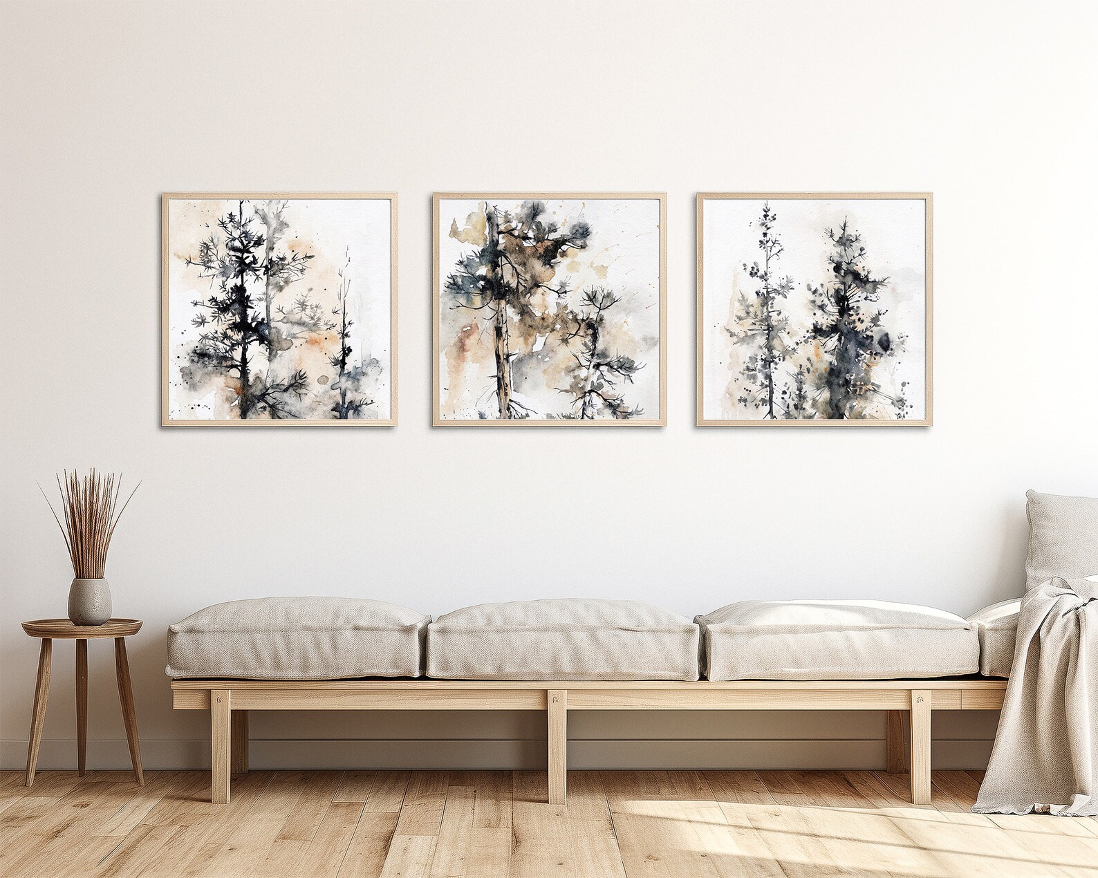 Pine Trees Watercolor Set of 3 Prints Evergreen Trees Painting Neutral ...