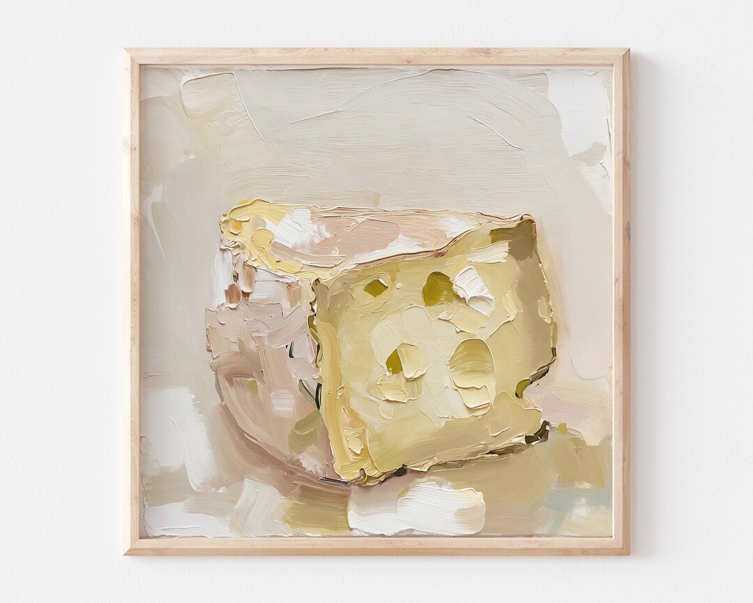 Cheese Oil Painting Food Artwork Kitchen Wall Art Swiss Cheese Poster ...