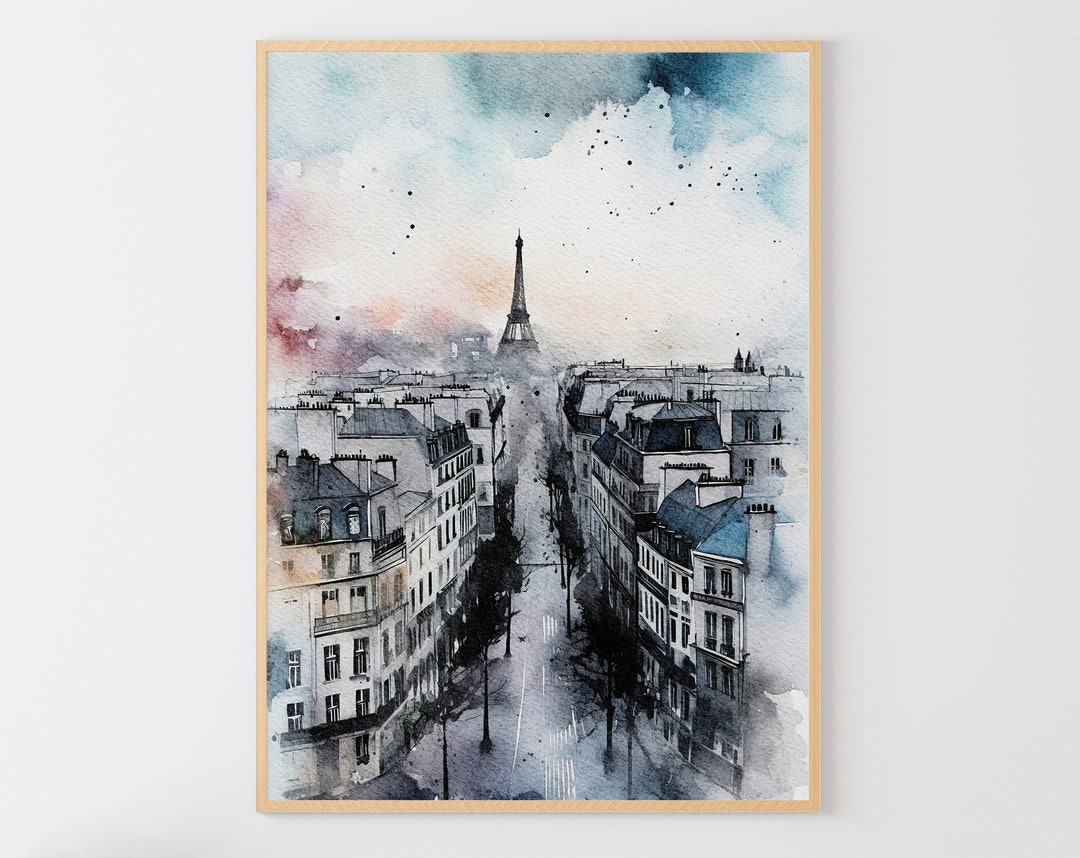 Paris Watercolor Painting Paris Cityscape Architecture Art Print Eiffel ...