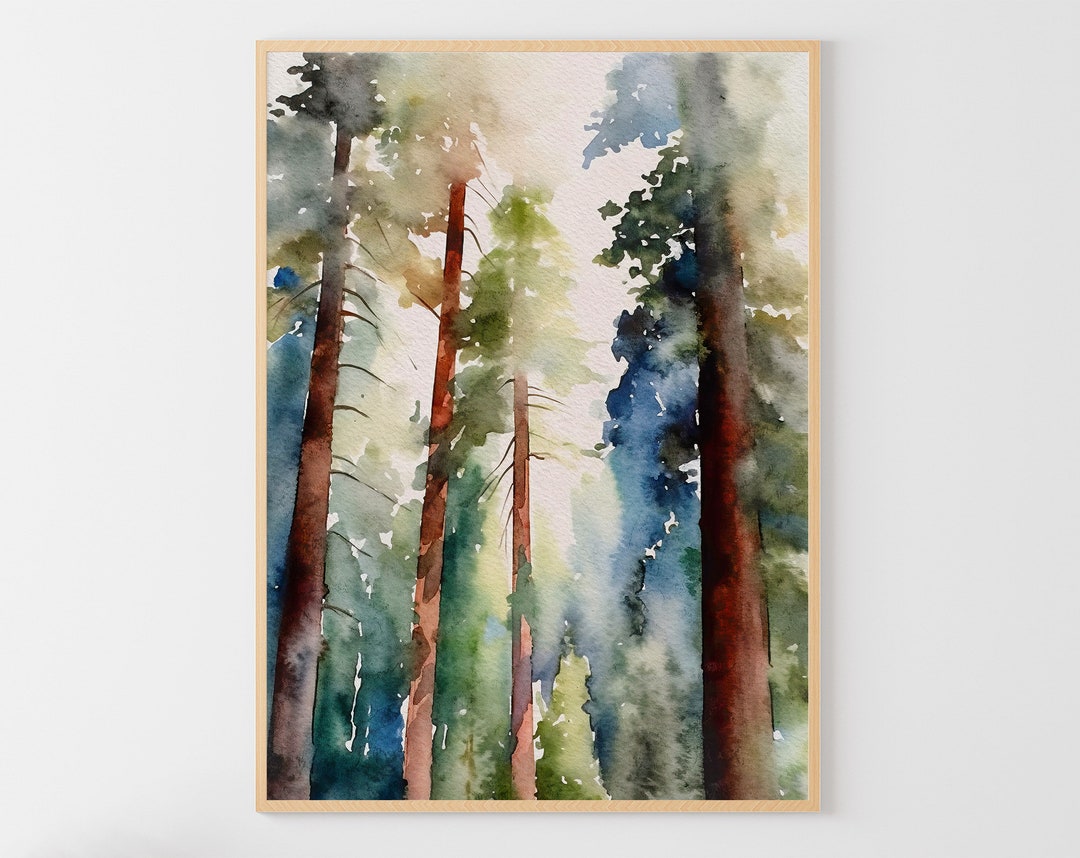 Sequoia Trees Painting National Park Art Print California Redwood ...