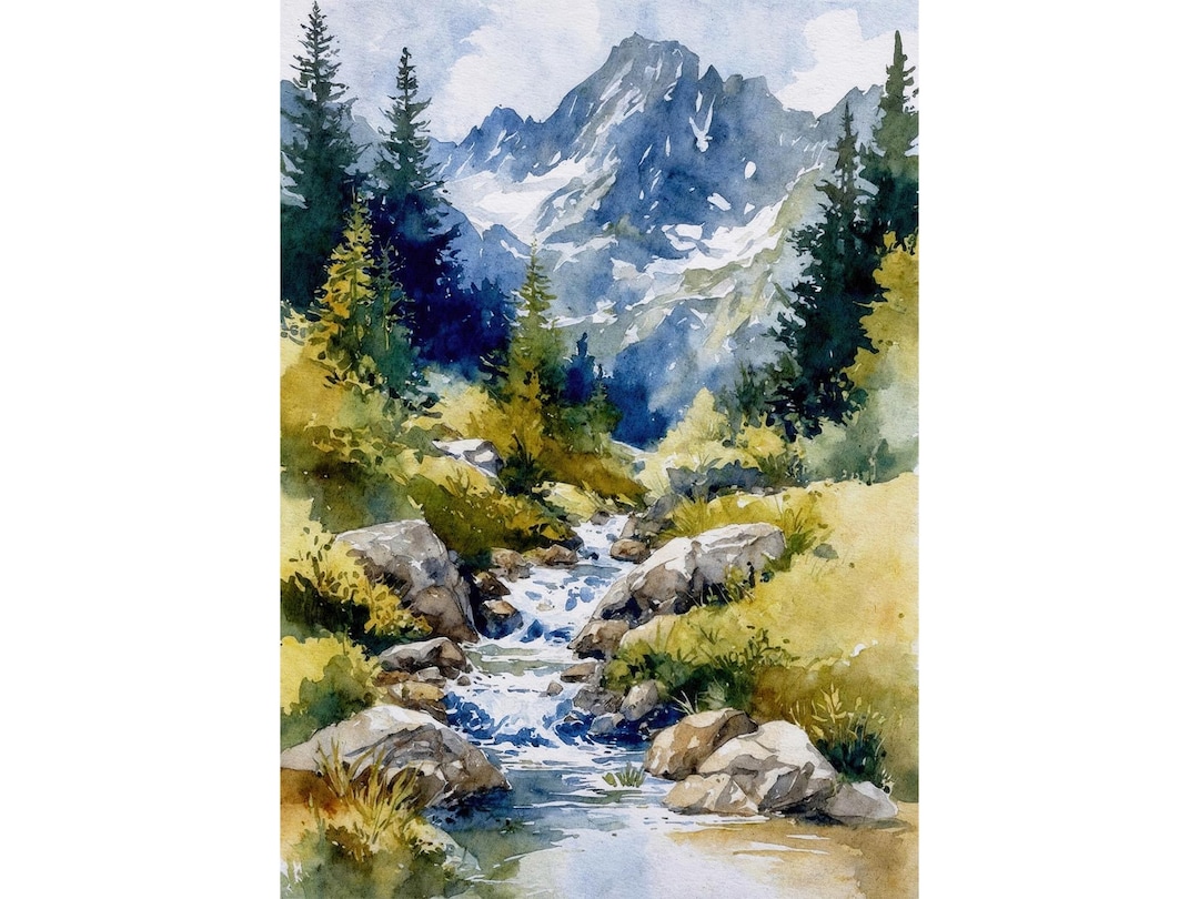 Pyrenees Watercolor Art Print Mountains Painting: France Spain ...