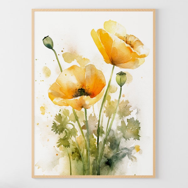 Yellow Poppy Art - Etsy