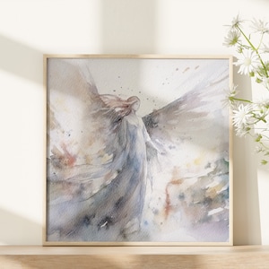 Angel Watercolor Print: Abstract Religious Wall Art - Etsy