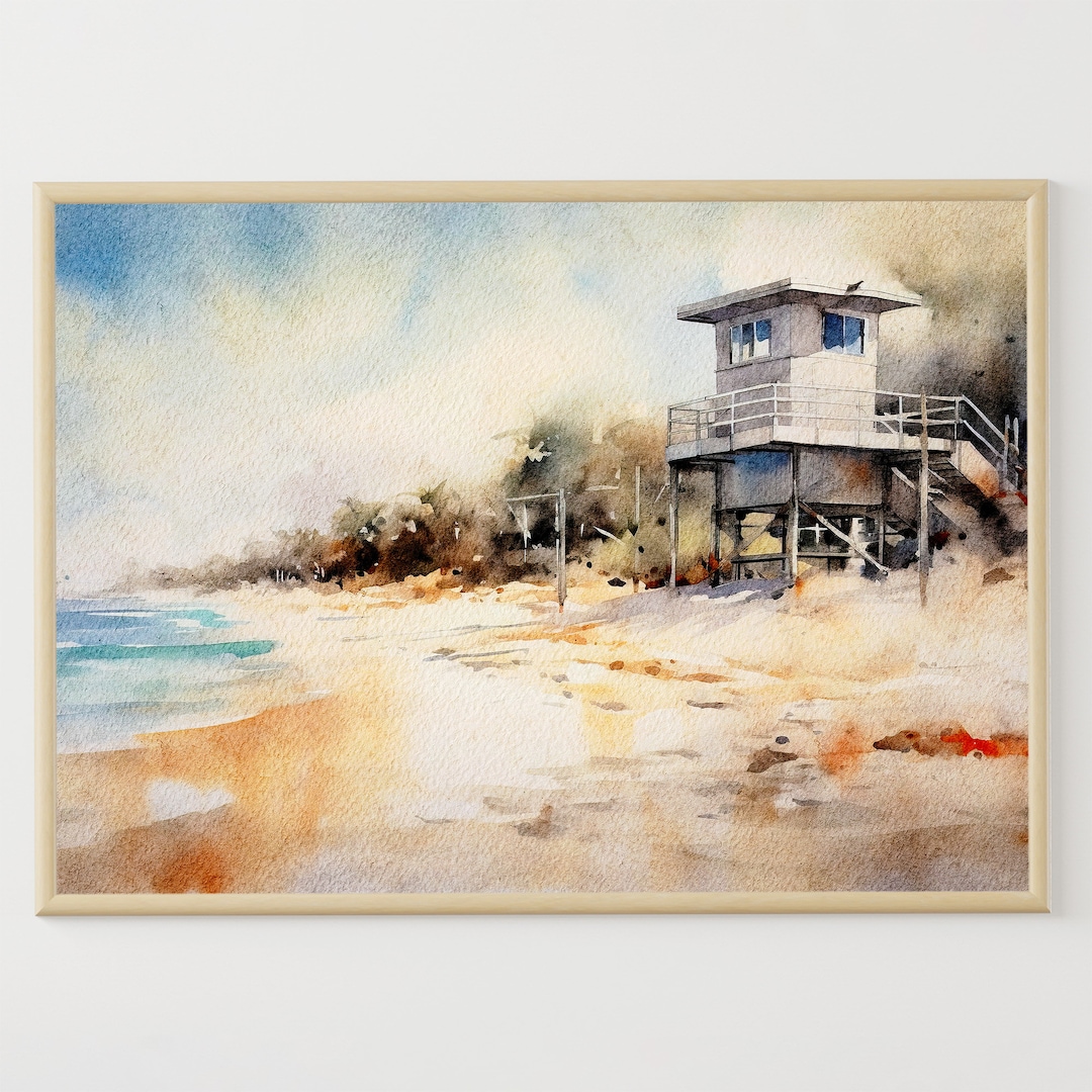 Miami Beach Painting Florida Landscape Beach Watercolor - Etsy