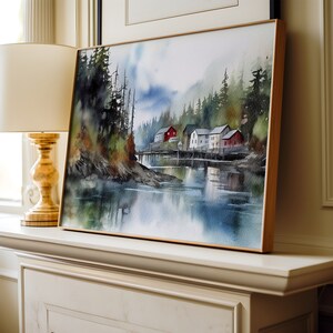 Ketchikan Alaska Watercolor Art Print: Pine Tree Landscape - Etsy